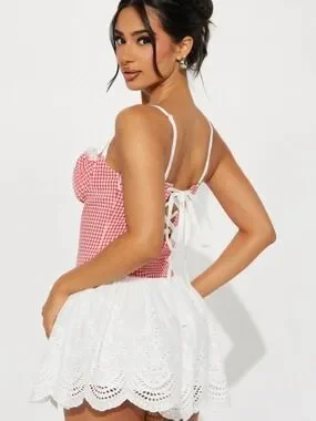 Fashion Nova | Skirts | Fashion Nova Red Gingham Aline Romper With ...